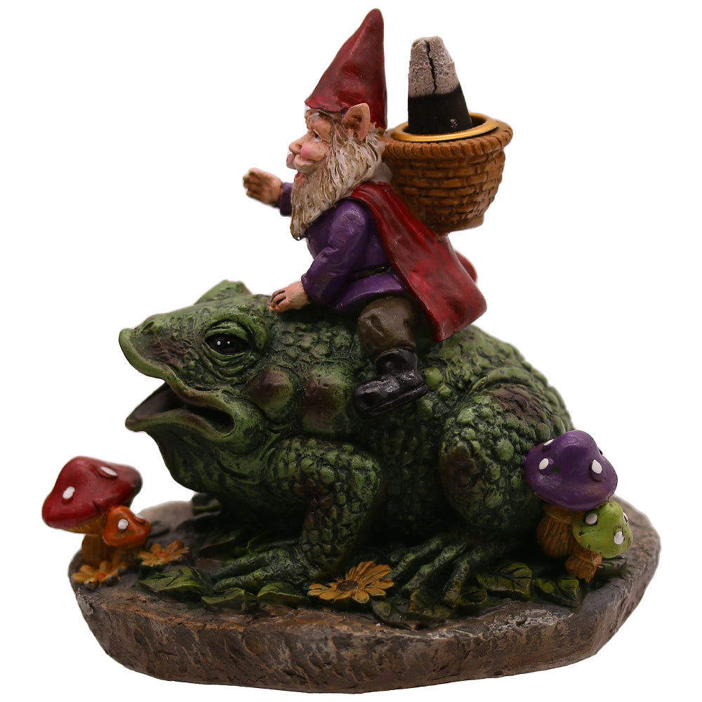 Gnome Riding Frog Backflow Burner – Wild Berry Incense